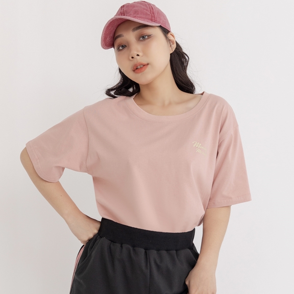 MONDAY印花側開衩短袖上衣 中大尺碼上衣 | Poly Lulu